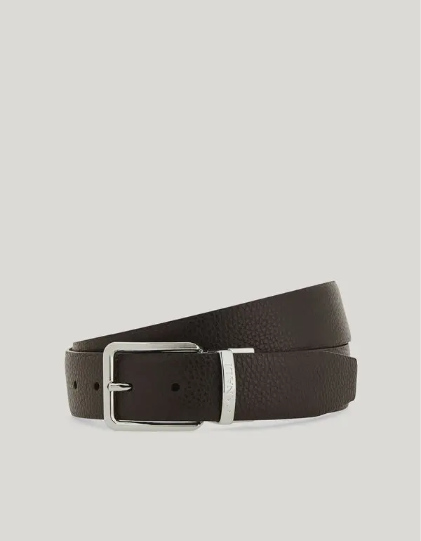 Canali Reversible Tumbled Calfskin Belt - Brown