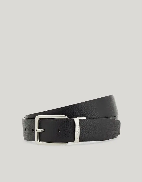 Canali And Dark Brown Reversible Calfskin Belt - Black