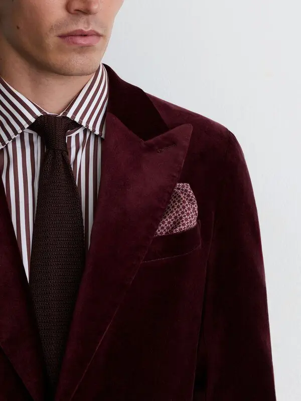 REISS Apsara Classic Fit Velvet Single-breasted Blazer - Bordeaux