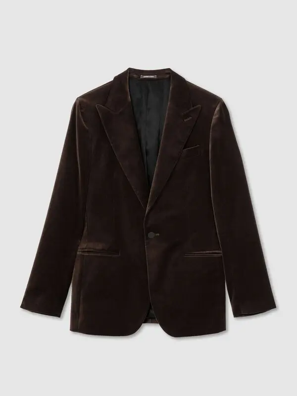 REISS Apsara Tailored Fit Velvet Single-breasted Blazer