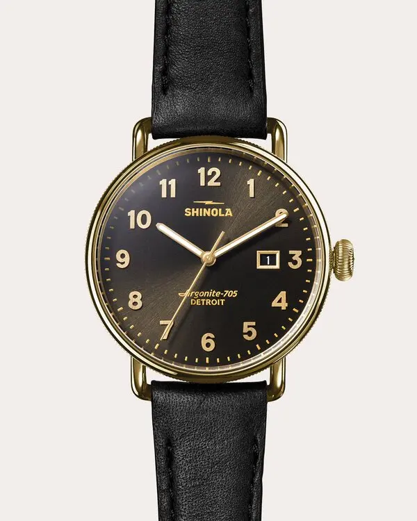 Shinola Canfield 38mm Leather-strap Watch - Black