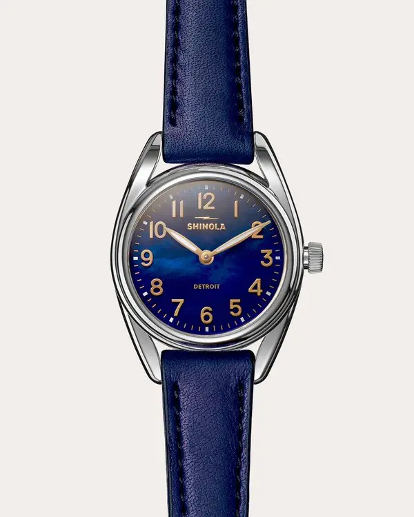 Shinola Sapphire Mother Of Pearl Derby Watch Leather - Blue