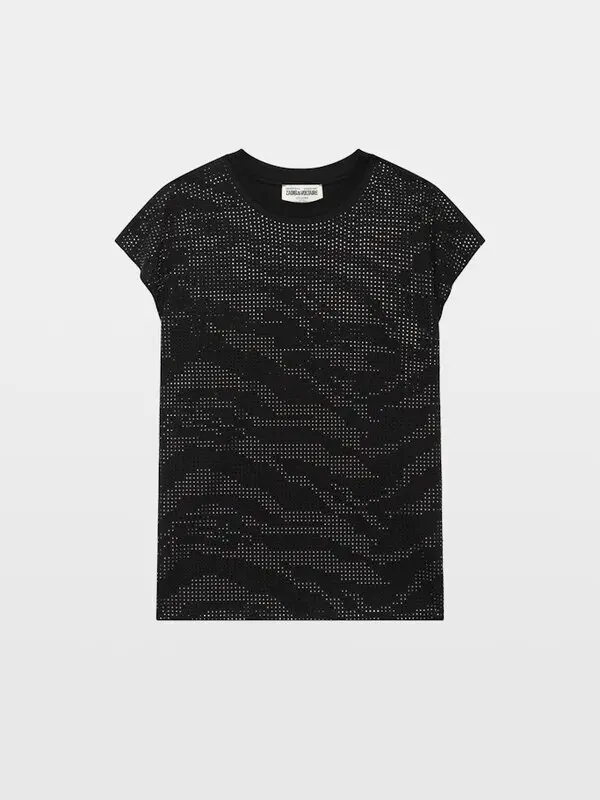 Zadig&Voltaire Cloe Tank Top With Rhinestone Zebra Motif - Black