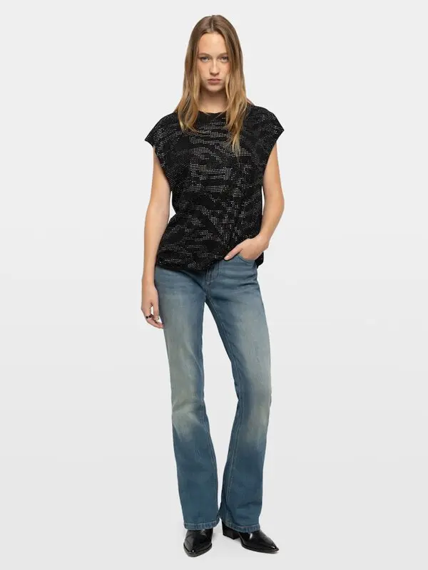 Zadig&Voltaire Cloe Tank Top With Rhinestone Zebra Motif