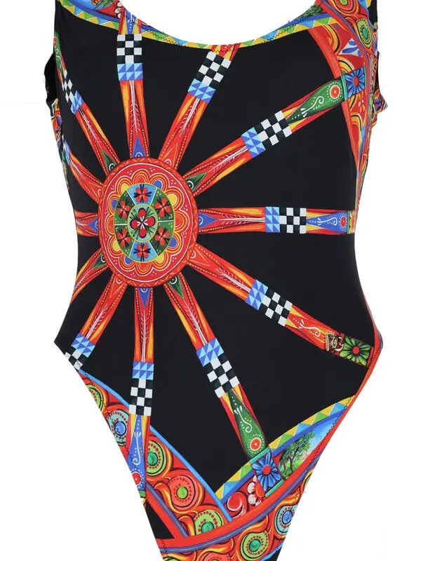 Dolce & Gabbana Olympian Swimsuit With Cart Print