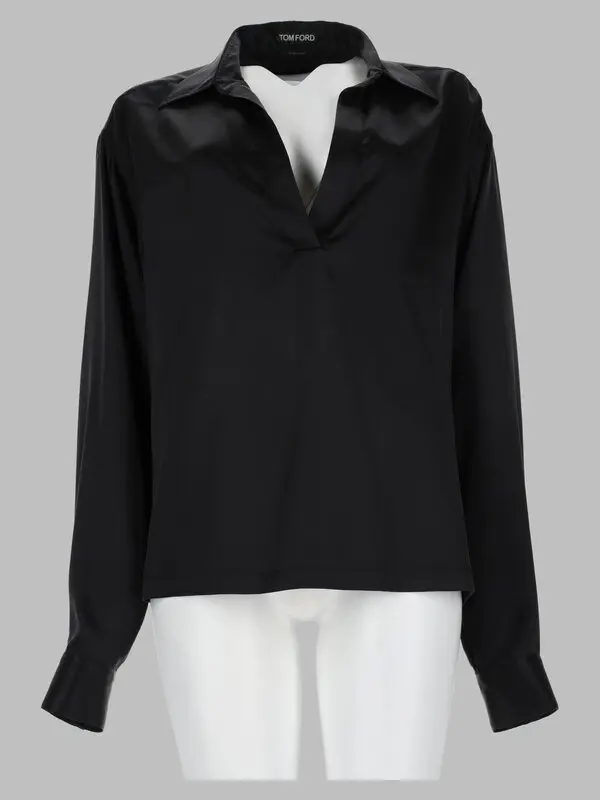 TOM FORD Polo In Raso Di Seta Stretch Con Logo