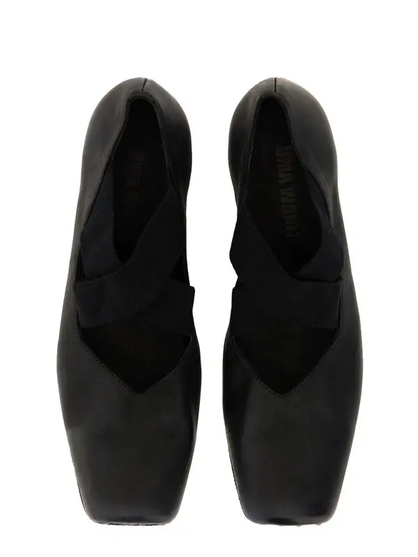 UMA WANG Leather Ballerina Flats - Black