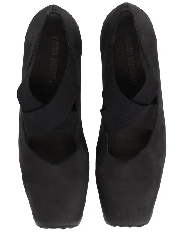 UMA WANG Leather Ballerina Flats - Black