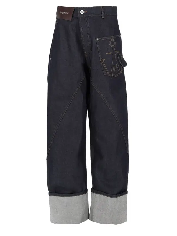 JW Anderson Jeans Twisted Turn-up Workwear - Blue