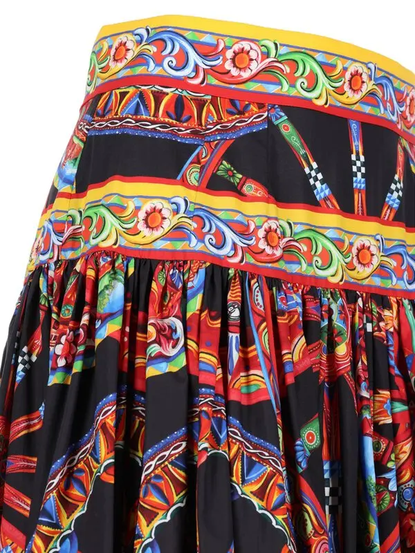 Dolce & Gabbana Printed Cotton Poplin Maxi Skirt
