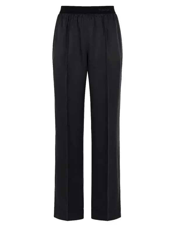 TOM FORD Pantalone Pj In Raso Di Seta Stretch - Black