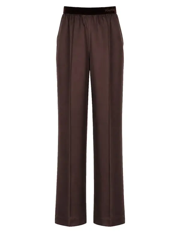 TOM FORD Pantalone Pj In Raso Di Seta Stretch - Brown