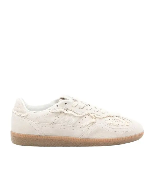 ALOHAS Crochet Trim Lace-up Sneakers - Cream