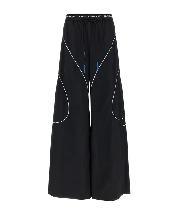 Off-White Logo Band Drawstring Wide Leg Pants - Black