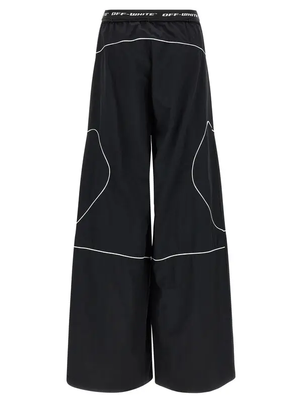 Off-White Logo Band Drawstring Wide Leg Pants