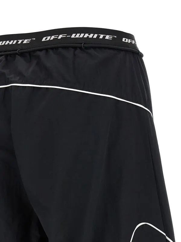 Off-White Logo Band Drawstring Wide Leg Pants