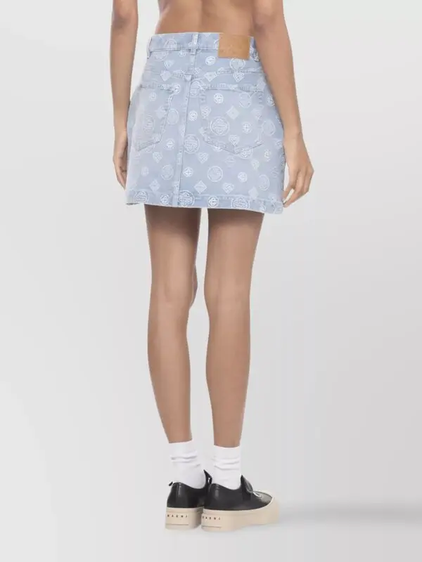 Casablanca Monogram Denim Logo Patch Skirt - Gray