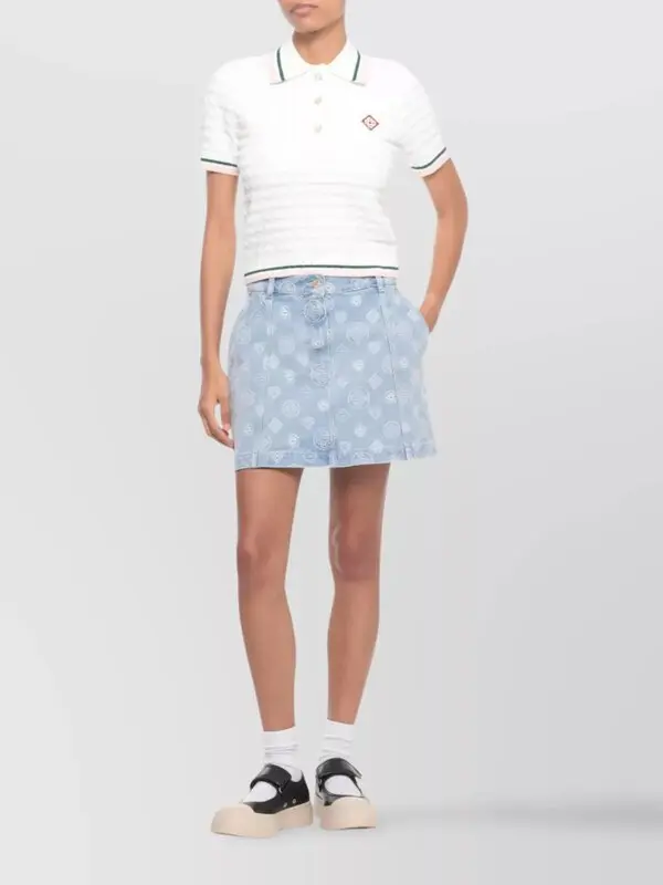 Casablanca Monogram Denim Logo Patch Skirt - Gray