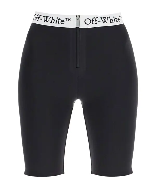 Off-White Logo Waistband Zip Detailed Shorts - Black