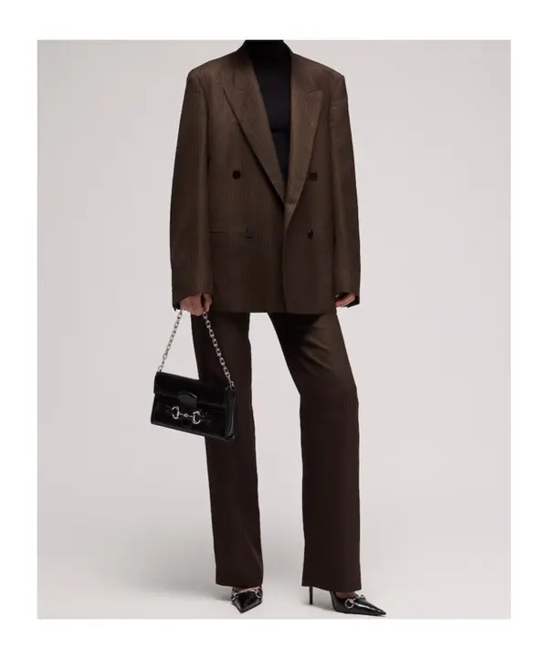 Gucci Gingham Polyester Wool Pants