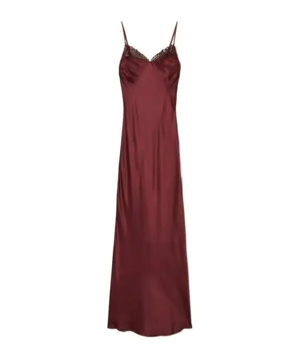 TWINSET Lace Trimmed Long Satin Dress