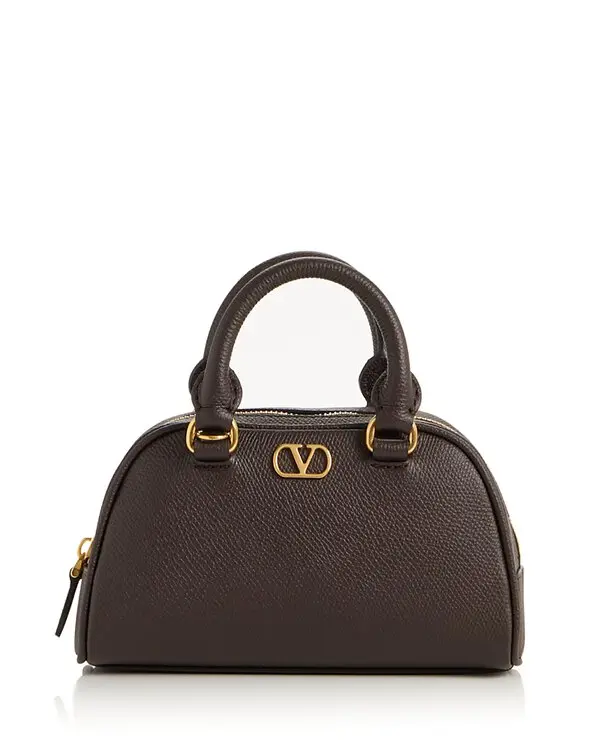Valentino Garavani Vlogo Signature Leather Bowling Bag