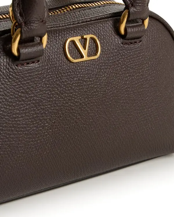 Valentino Garavani Vlogo Signature Leather Bowling Bag