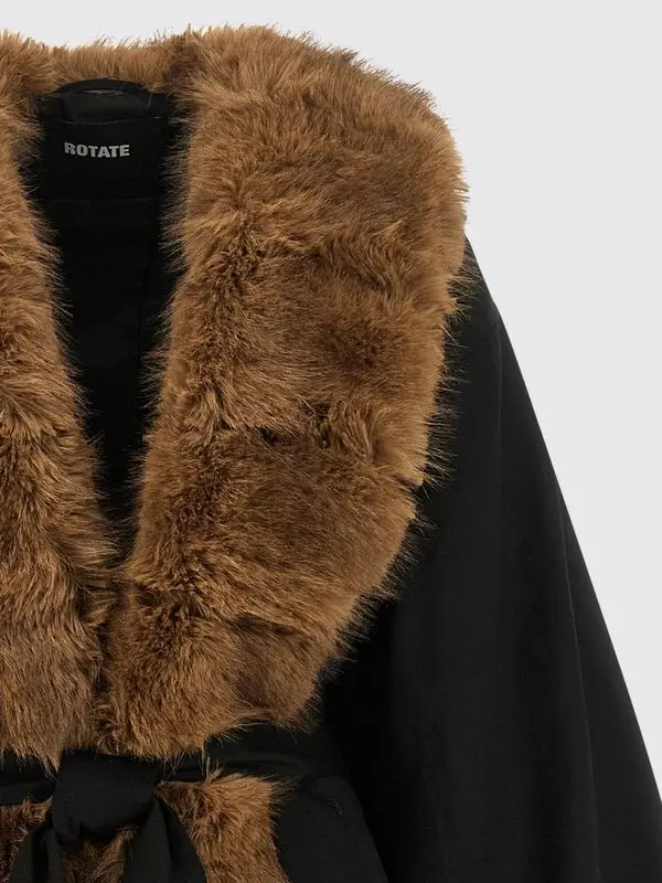 ROTATE BY BIRGER CHRISTENSEN Belted Faux Fur Trimmed Jacket