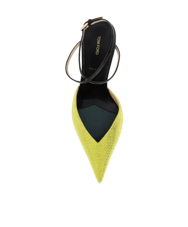TOM FORD Stiletto Heeled Sandals With Crocodile-embossed Leather And Suede Embellished With Rhinestones