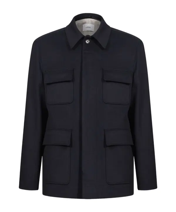 LARDINI Multi-pocket Concealed-fastening Jacket - Black