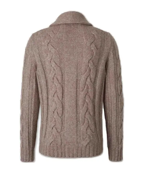 GRAN SASSO Cable Knit Shawl Collar Cardigan