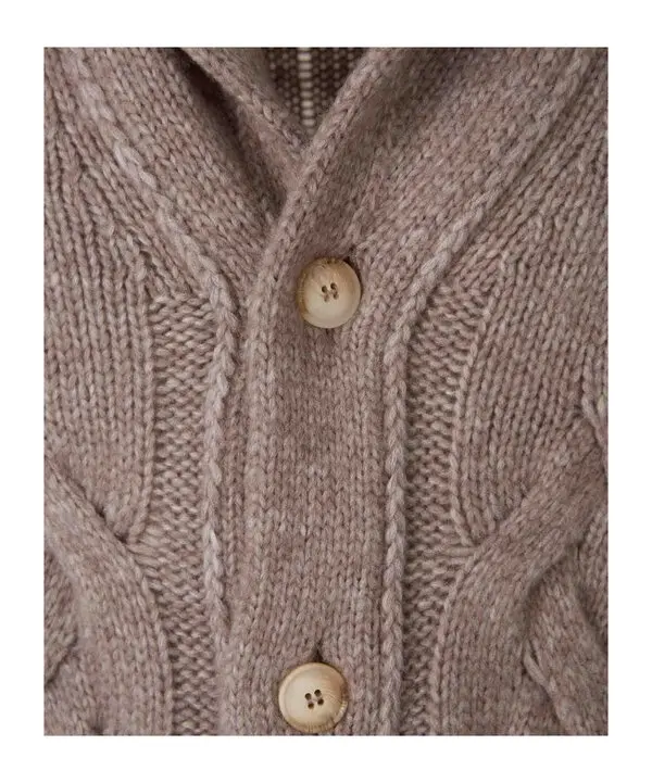 GRAN SASSO Cable Knit Shawl Collar Cardigan
