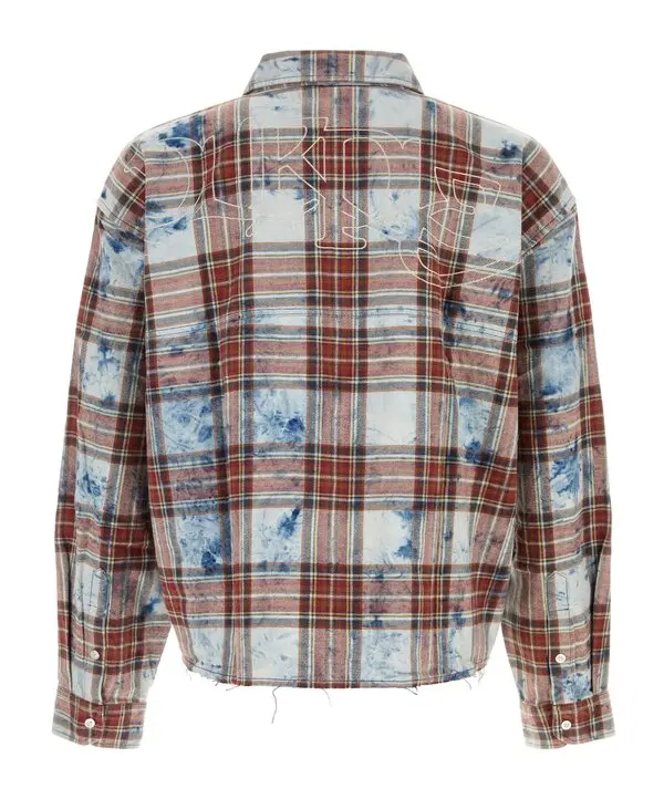 PURPLE BRAND Bleached-effect Check-pattern Shirt