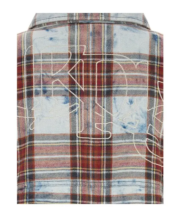 PURPLE BRAND Bleached-effect Check-pattern Shirt