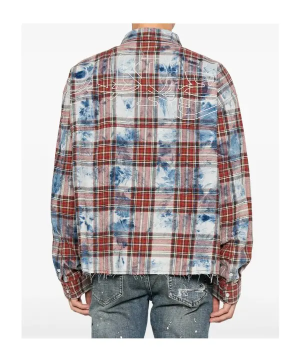 PURPLE BRAND Bleached-effect Check-pattern Shirt