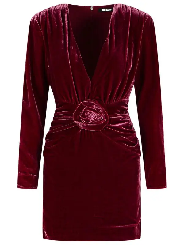 ROTATE BY BIRGER CHRISTENSEN Burgundy Silk Velvet Mini Dress - Wine Red