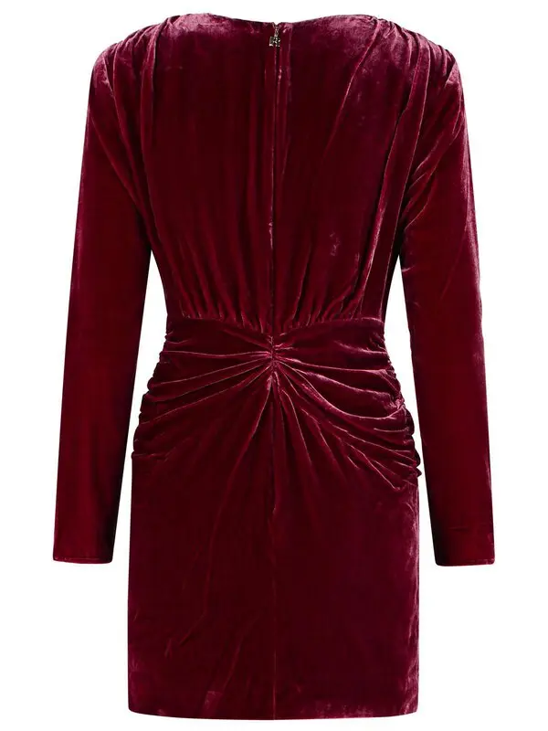 ROTATE BY BIRGER CHRISTENSEN Burgundy Silk Velvet Mini Dress