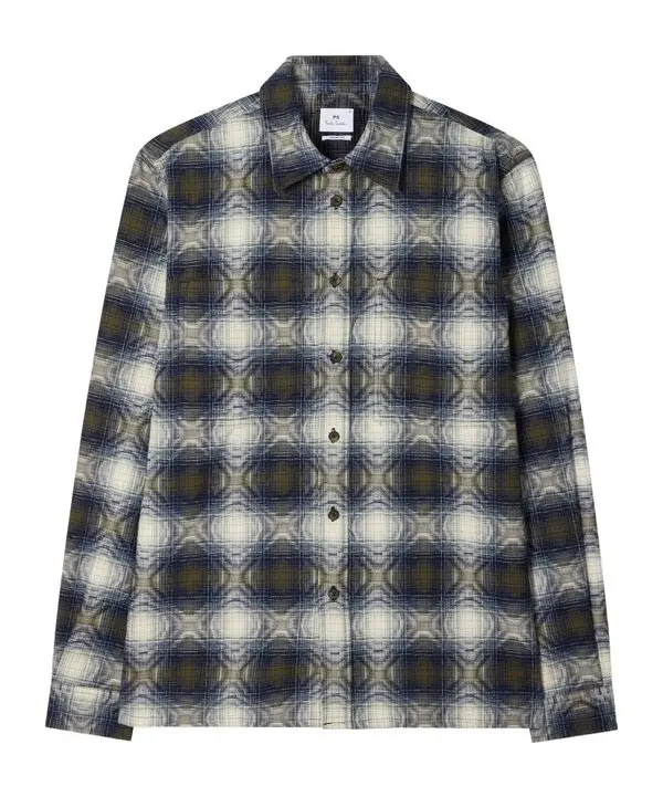 Paul Smith Cotton Jacquard Check Overshirt - Blue