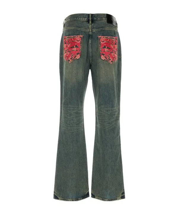 PURPLE BRAND Distressed Paisley-patch Bootcut Jeans