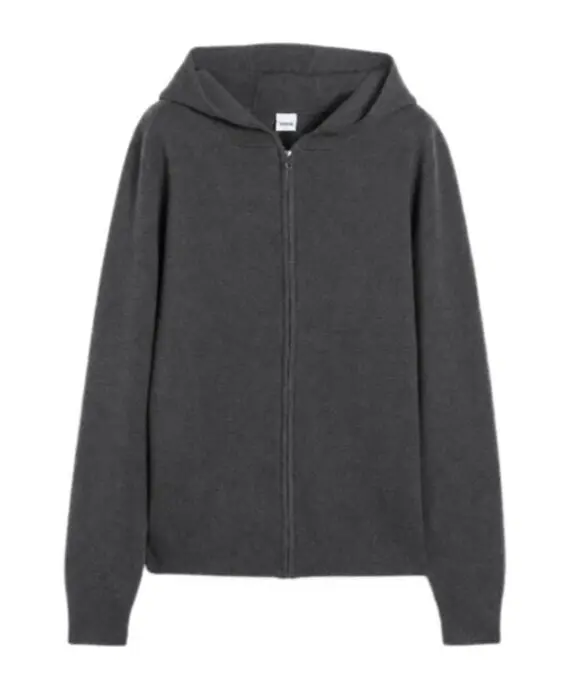 Aspesi Zip-up Knitted Hoodie With Integrated Hood - Grey