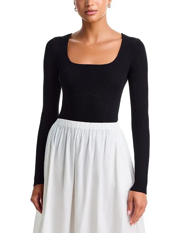 Aqua Rib Knit Long Sleeve Bodysuit
