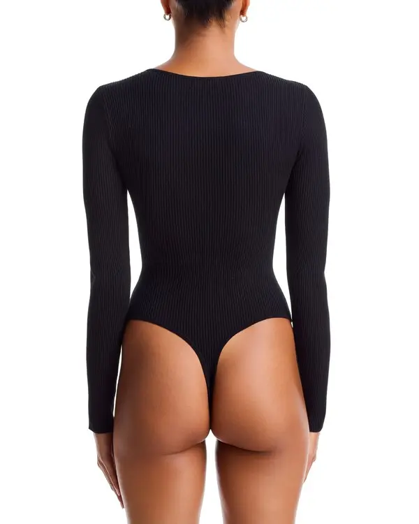 Aqua Rib Knit Long Sleeve Bodysuit