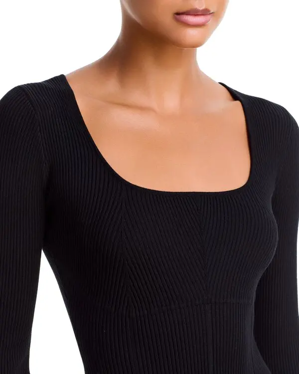Aqua Rib Knit Long Sleeve Bodysuit