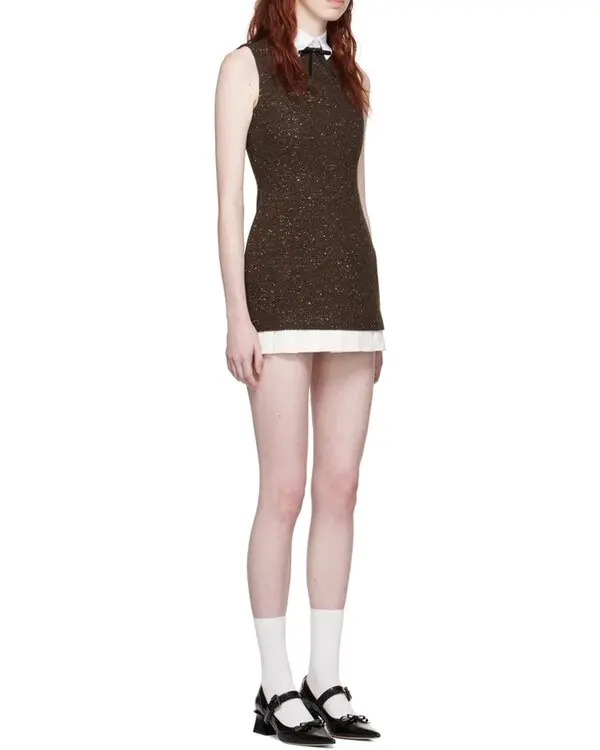 SHUSHU/TONG Round Neck Satin Knot Applique Dress