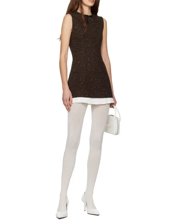 SHUSHU/TONG Round Neck Satin Knot Applique Dress