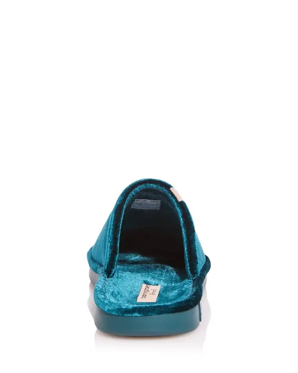 BRUNCH Embroidered Velvet Slippers - Teal