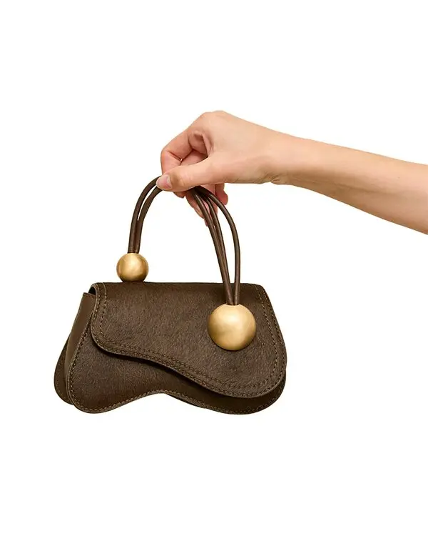 Cult Gaia Kazia Nano Calf Hair Top Handle Crossbody Bag - Dark Java