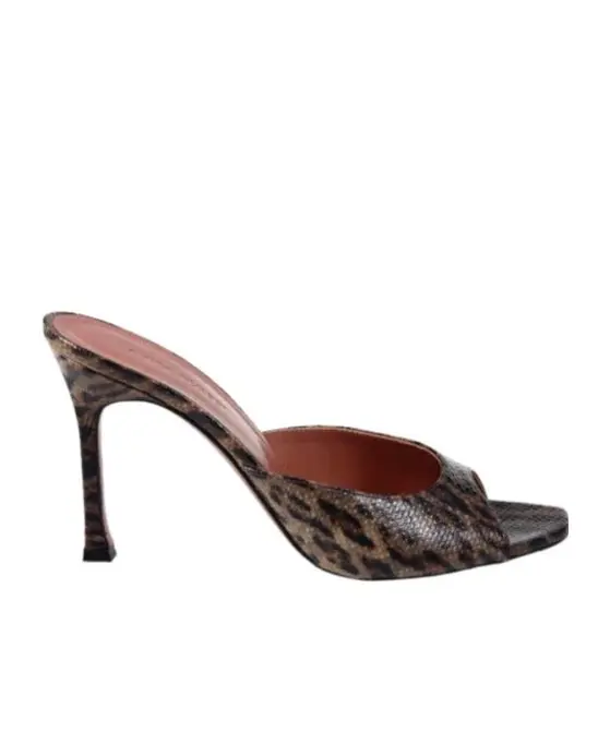 Amina Muaddi Leopard Print Open-toe Stiletto Sandals - Brown