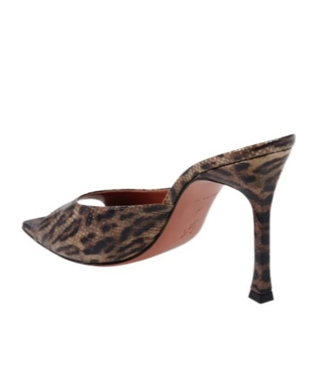 Amina Muaddi Leopard Print Open-toe Stiletto Sandals