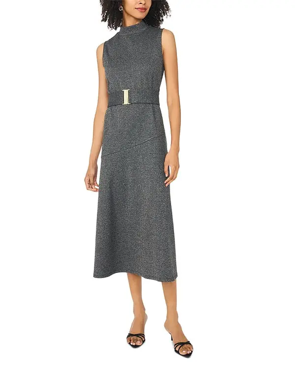 Vince Camuto High Neck Sleeveless Midi Dress - Medium Heather Grey